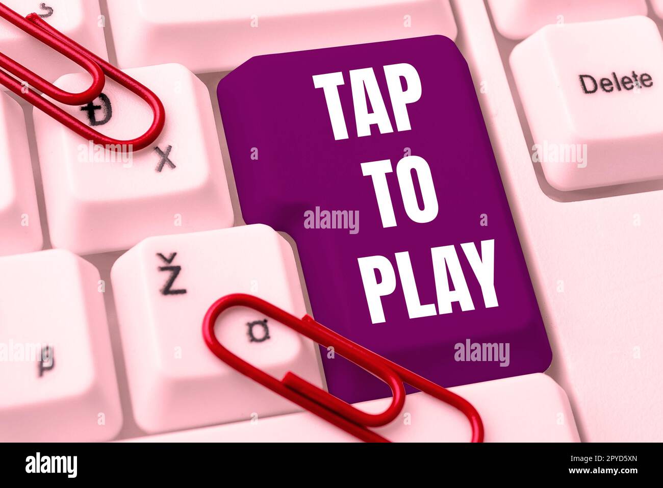 Conceptual caption Tap To Play. Concept meaning Touch the screen to ...