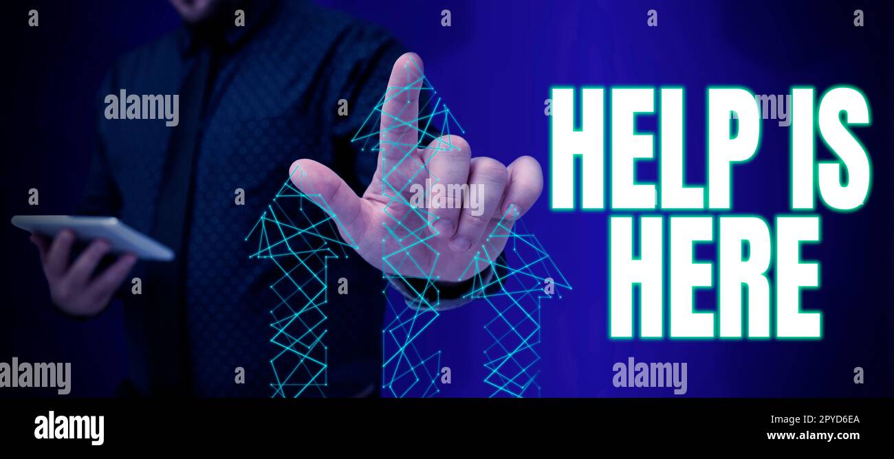 Hand writing sign Help Is Here. Internet Concept The action of helping ...