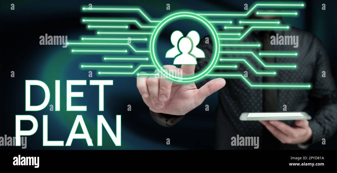 Handwriting text Diet Plan. Business approach Use of specific intake of ...