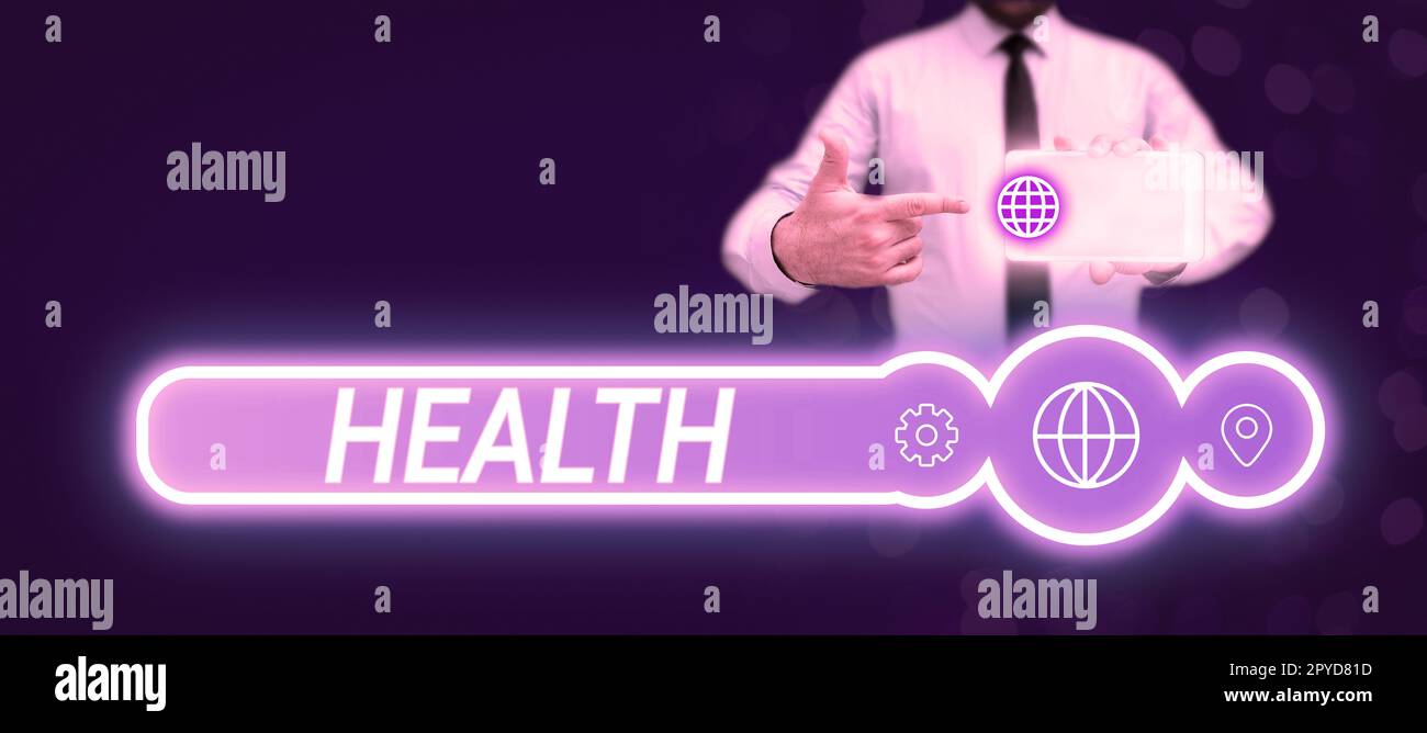 Conceptual display Health. Business idea State of being free from ...