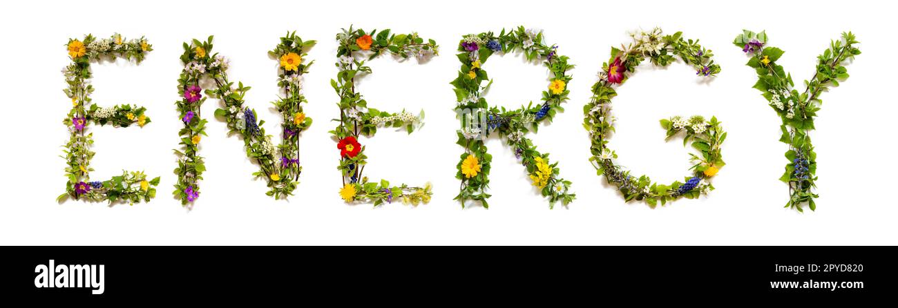 Blooming Flower Letters Building English Word Energy Stock Photo - Alamy