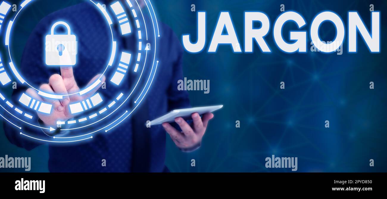 Text caption presenting Jargon. Word for special words or expressions ...