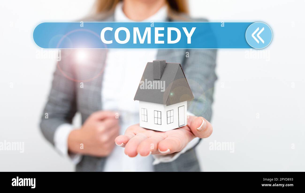 Text showing inspiration Comedy. Business approach Funny program ...