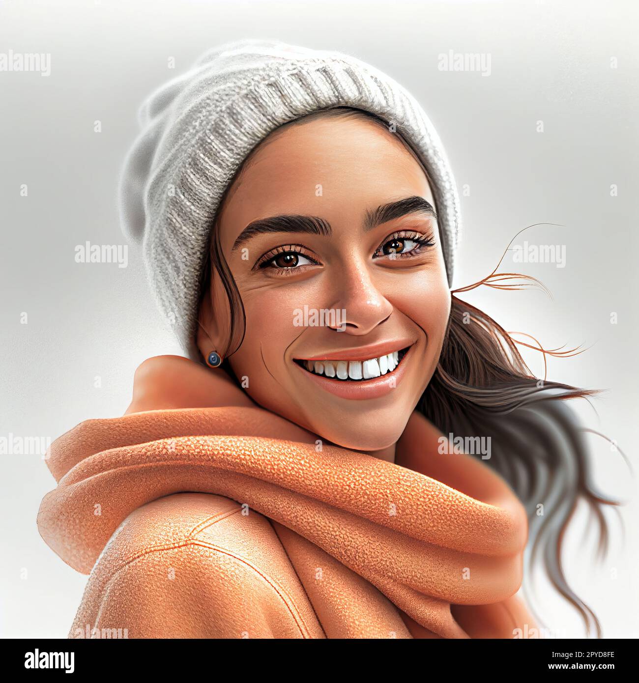 Girl in warm winter clothes on white hi-res stock photography and ...