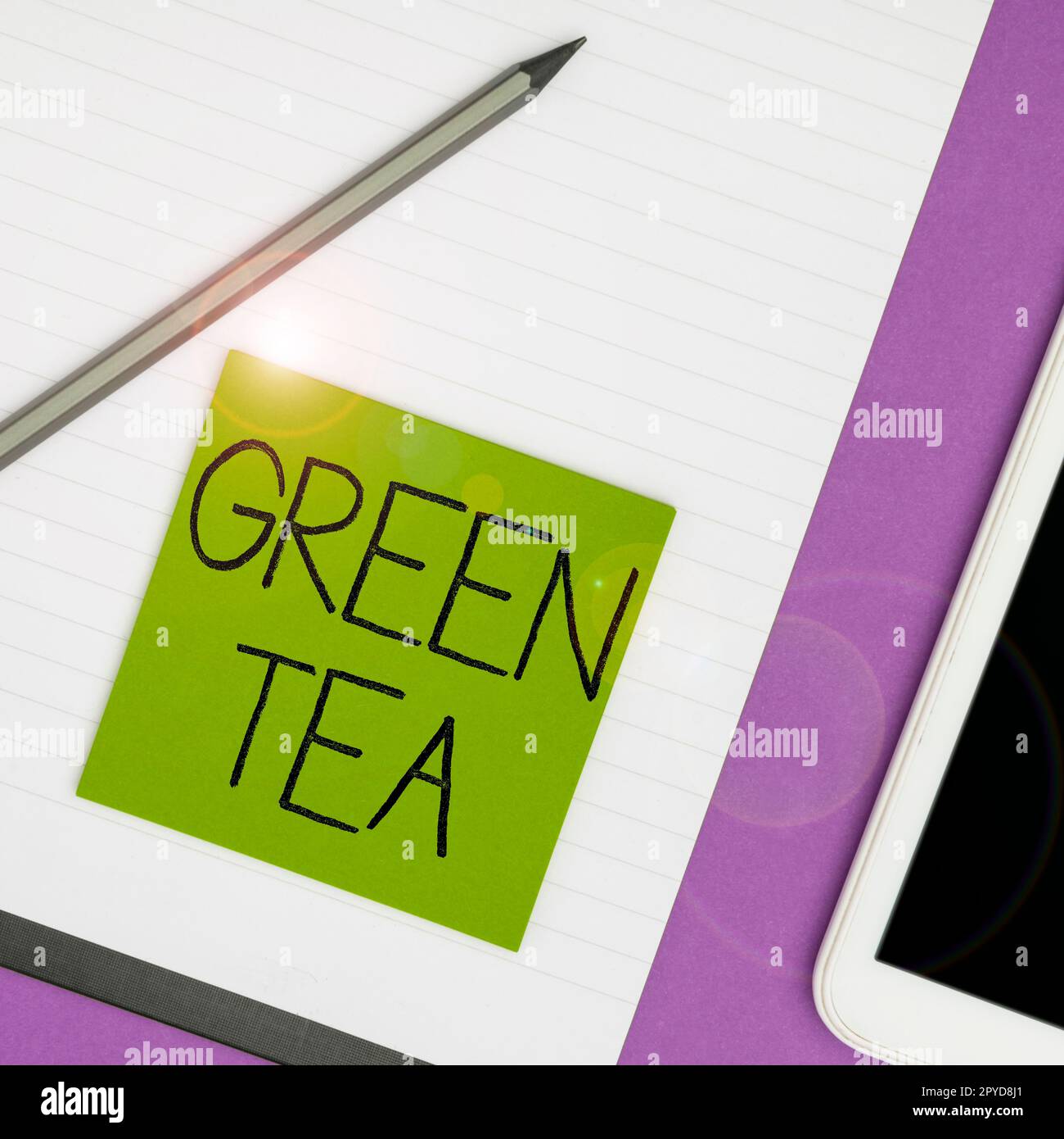Hand writing sign Green Tea. Concept meaning type of tea that is made ...