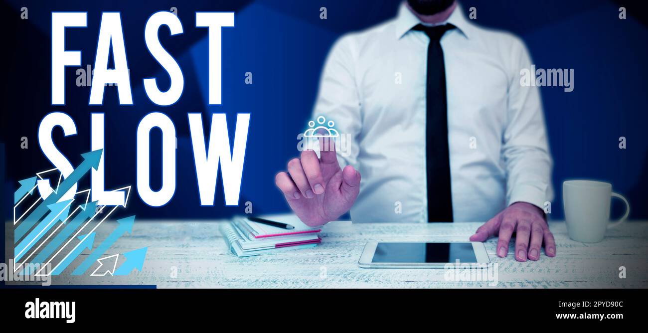 Conceptual caption Fast Slow. Concept meaning moving or proceeding with ...