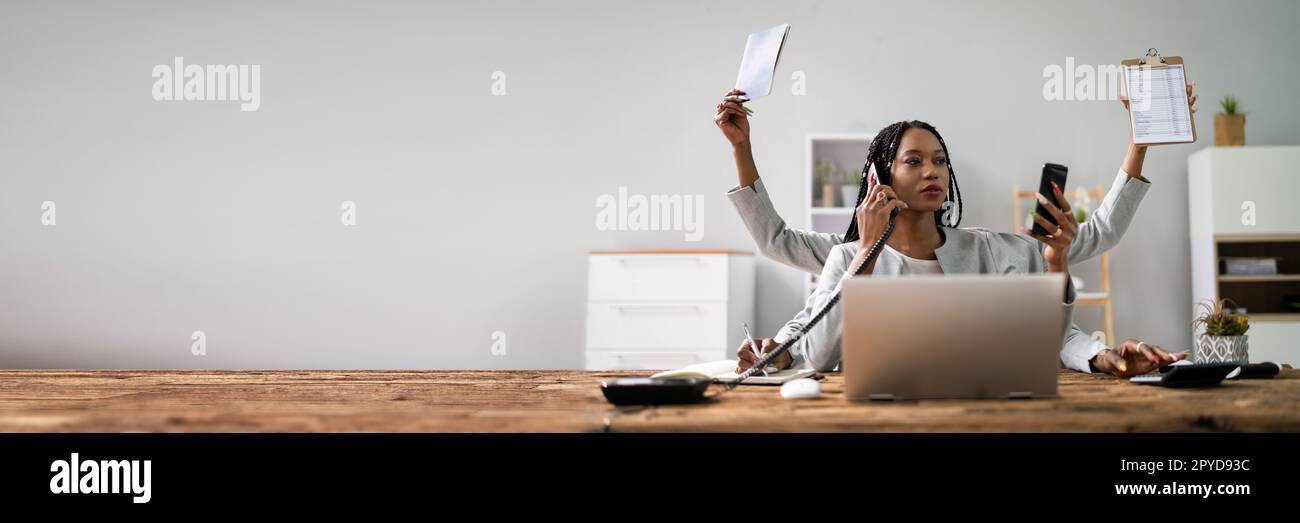 Multitasking employee happy hi-res stock photography and images - Alamy