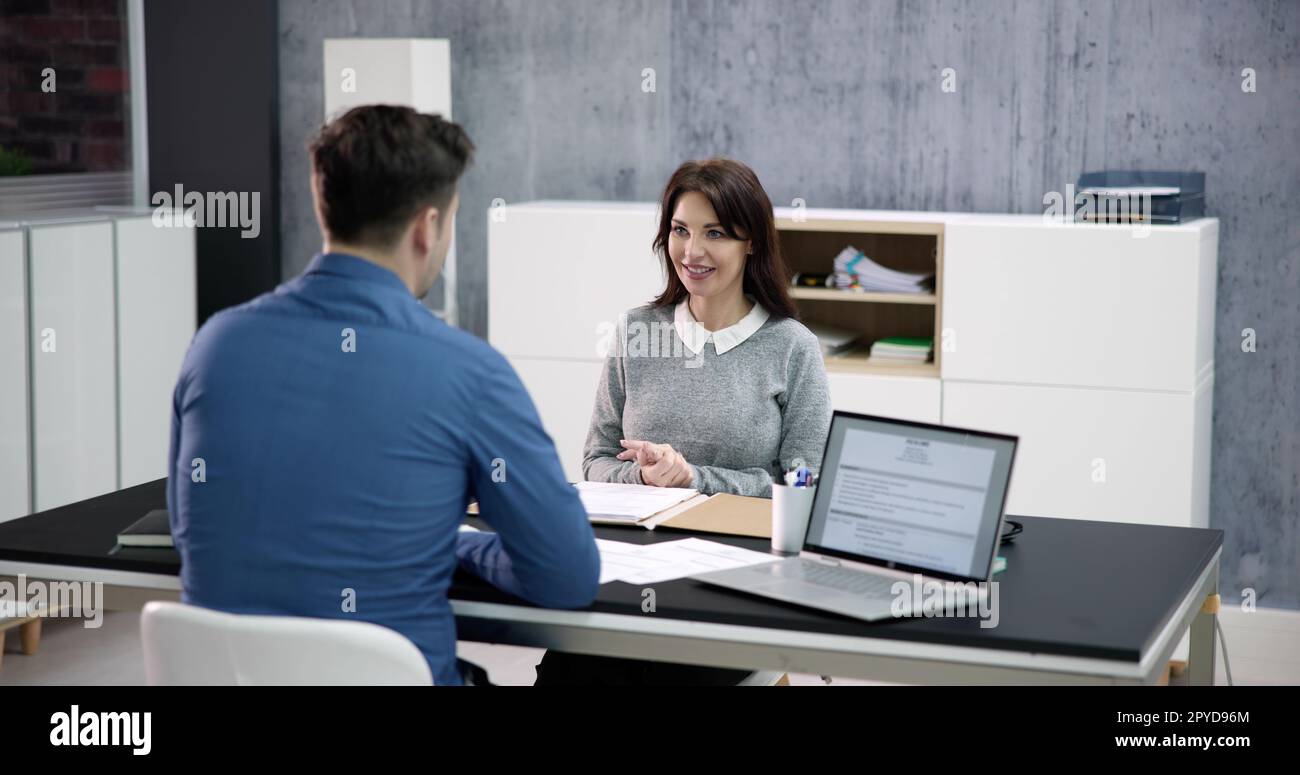 Job Interview In Office. Hire Meeting Stock Photo - Alamy