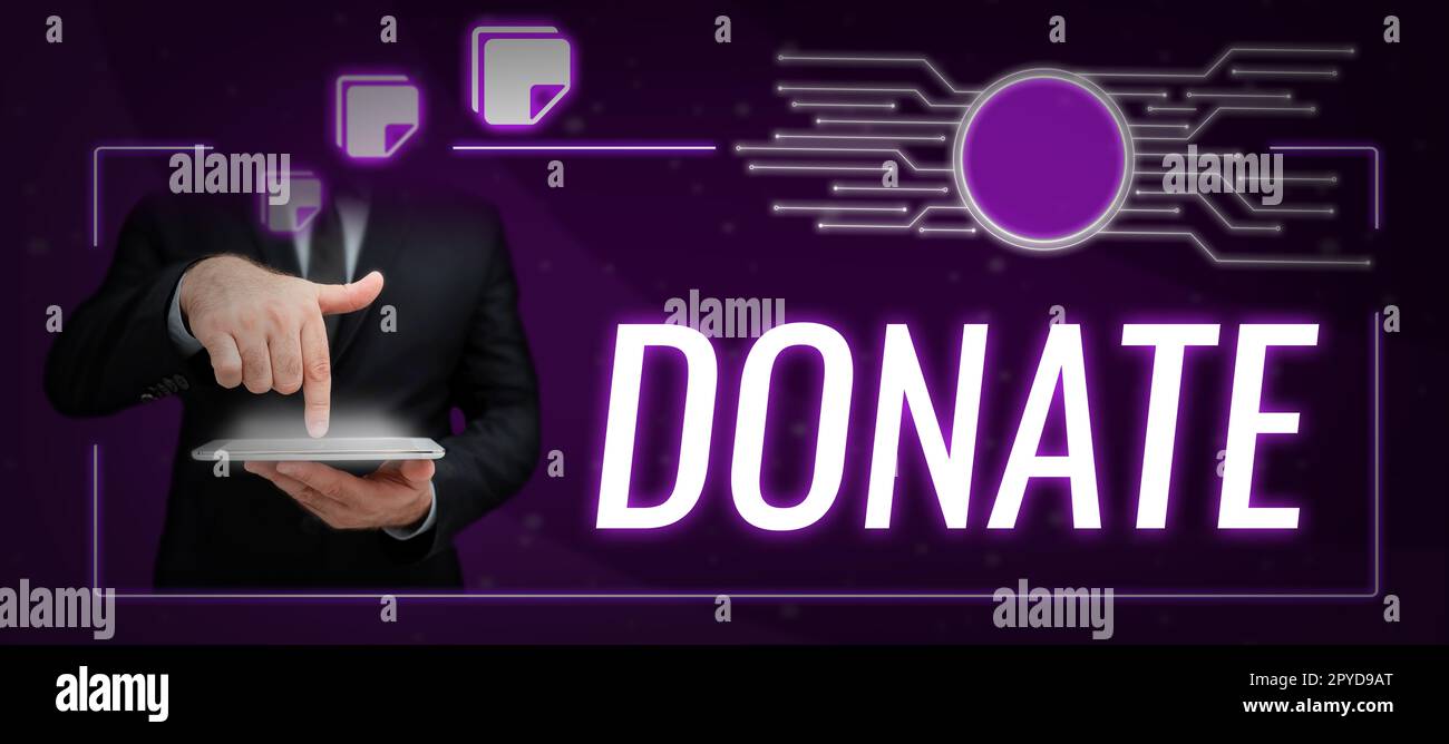 Writing displaying text Donate. Business concept give money or goods ...