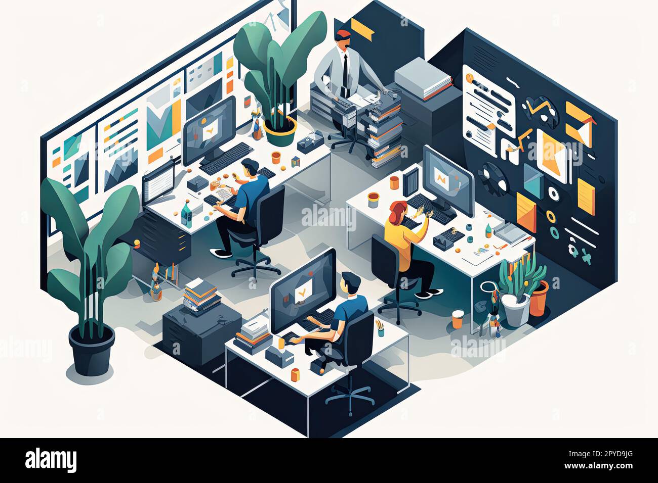 Company office work cartoon hi-res stock photography and images - Alamy