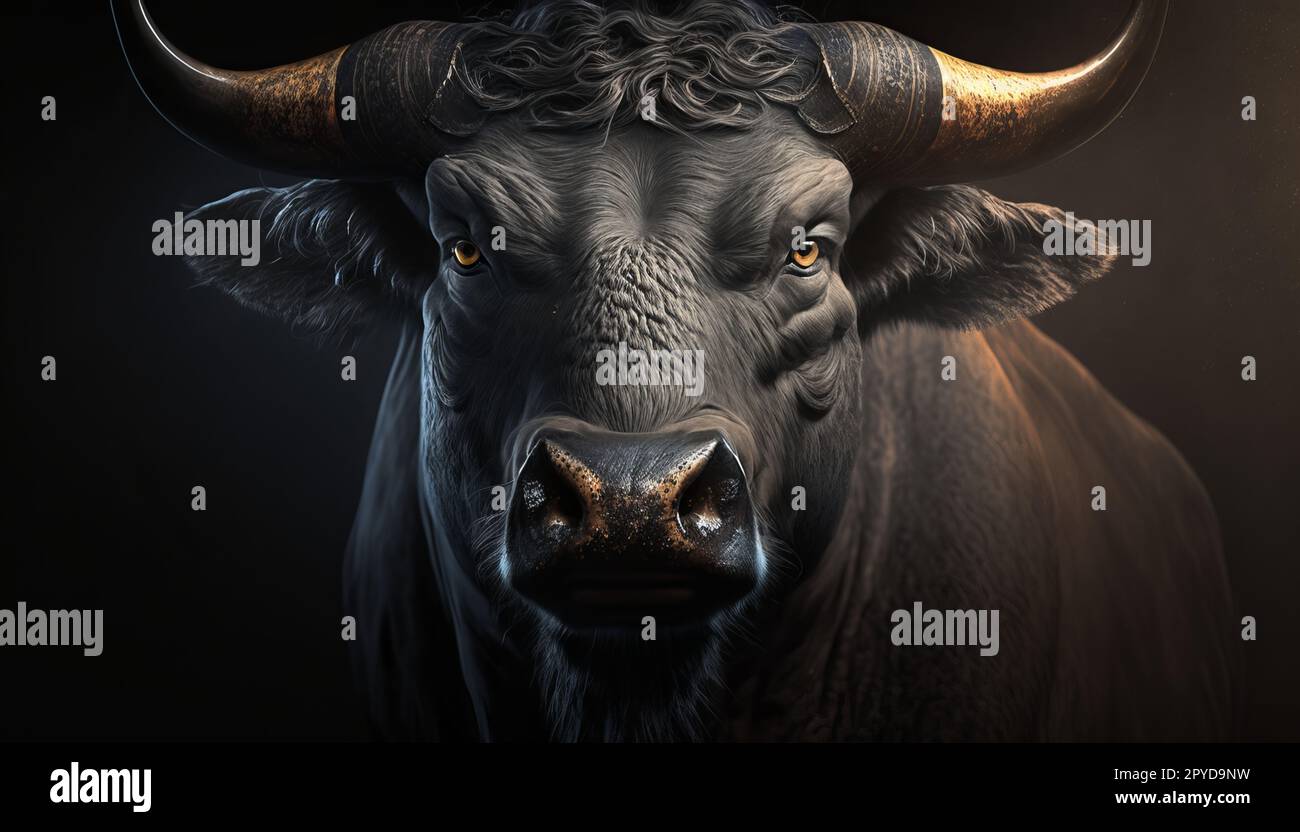 Gorgeous black bull's head Stock Photo - Alamy