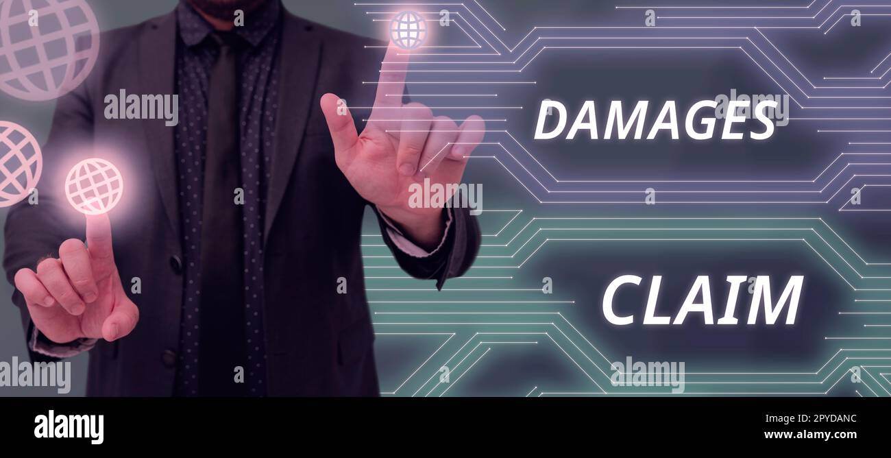 Hand writing sign Damages Claim. Business idea Demand Compensation ...