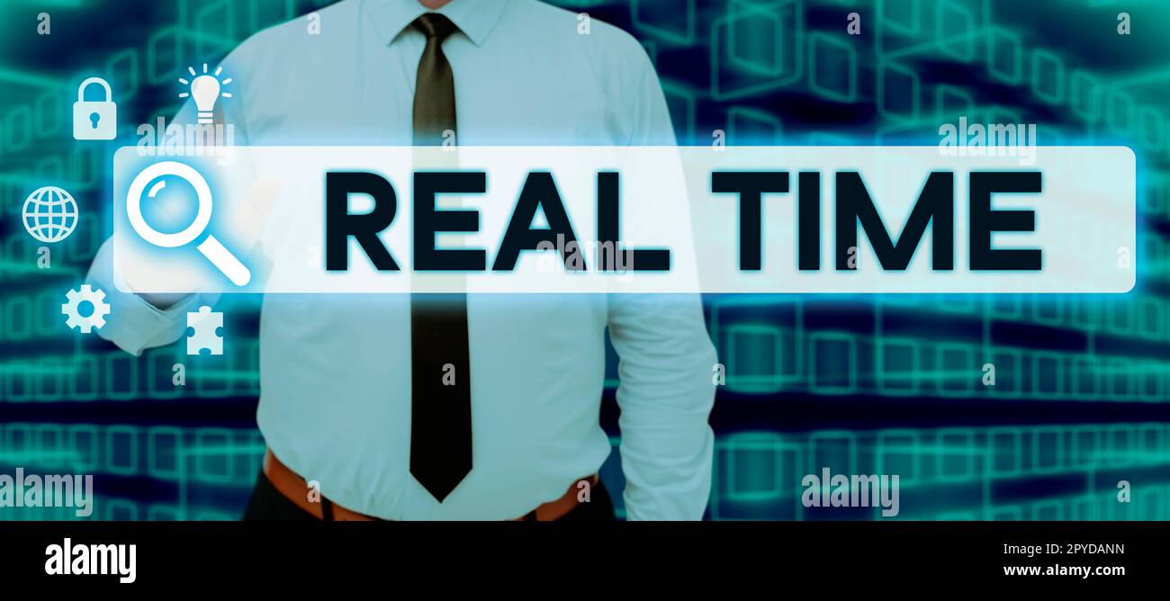 Conceptual display Real Time. Word Written on the actual time during ...