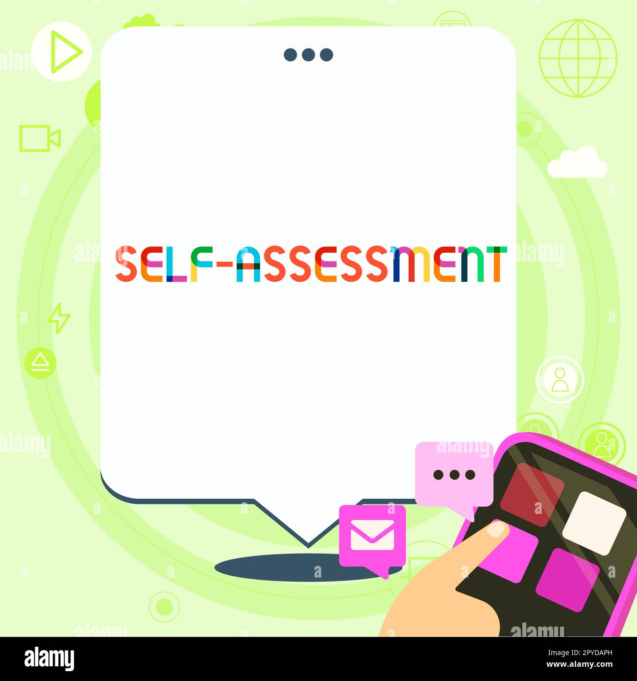 Hand writing sign Self Assessment. Conceptual photo Pride and ...