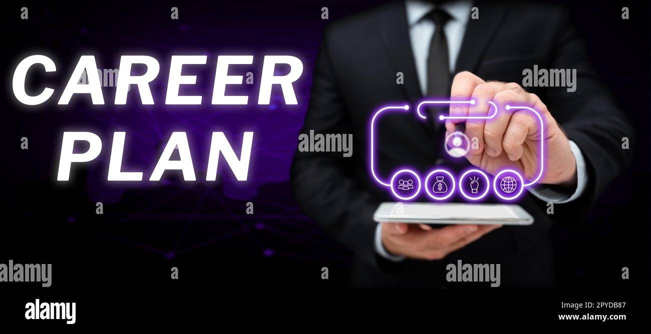 Text caption presenting Career Plan. Conceptual photo ongoing process ...