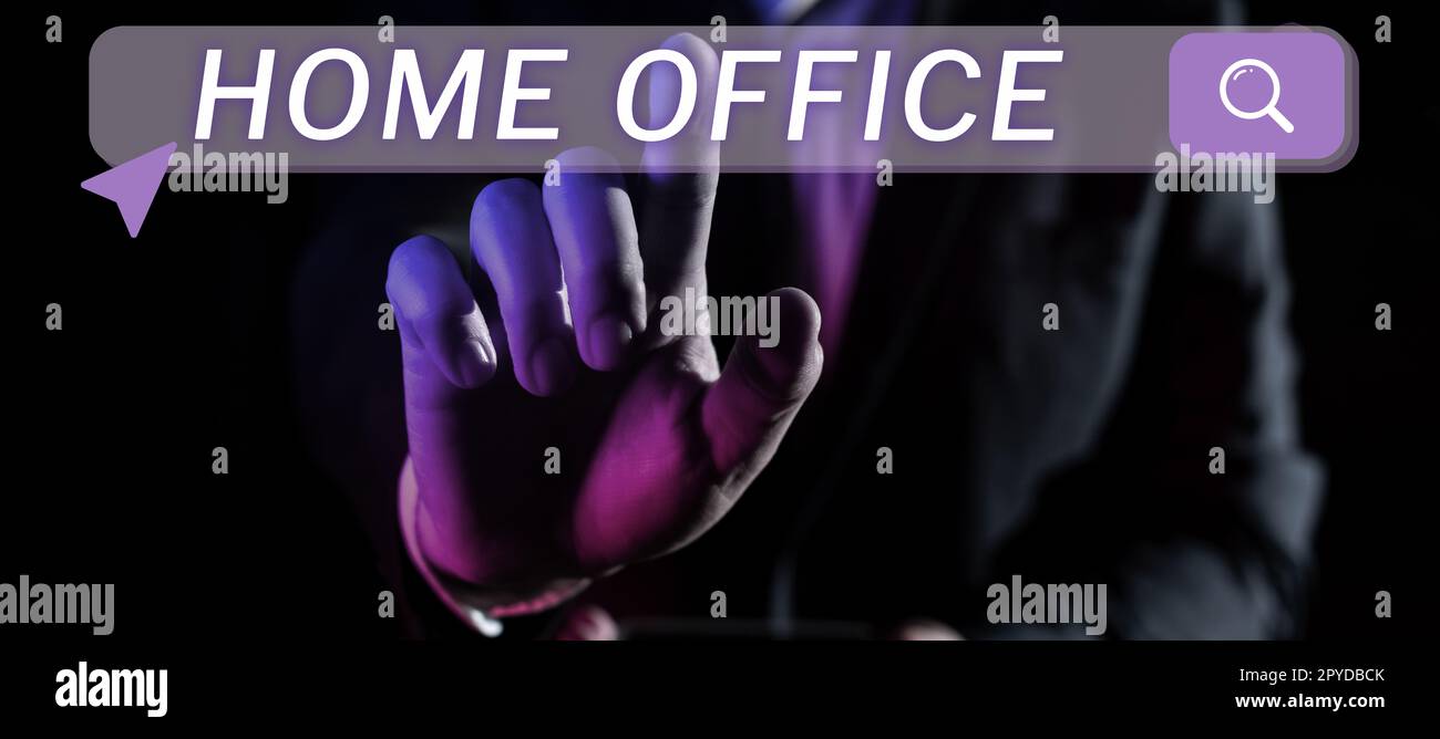 Sign displaying Home Office. Word Written on space designated in a ...