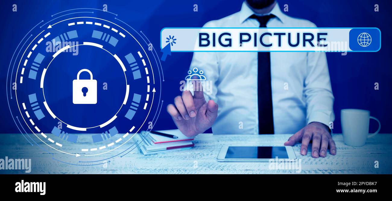 Conceptual caption Big Picture. Business overview most important facts ...