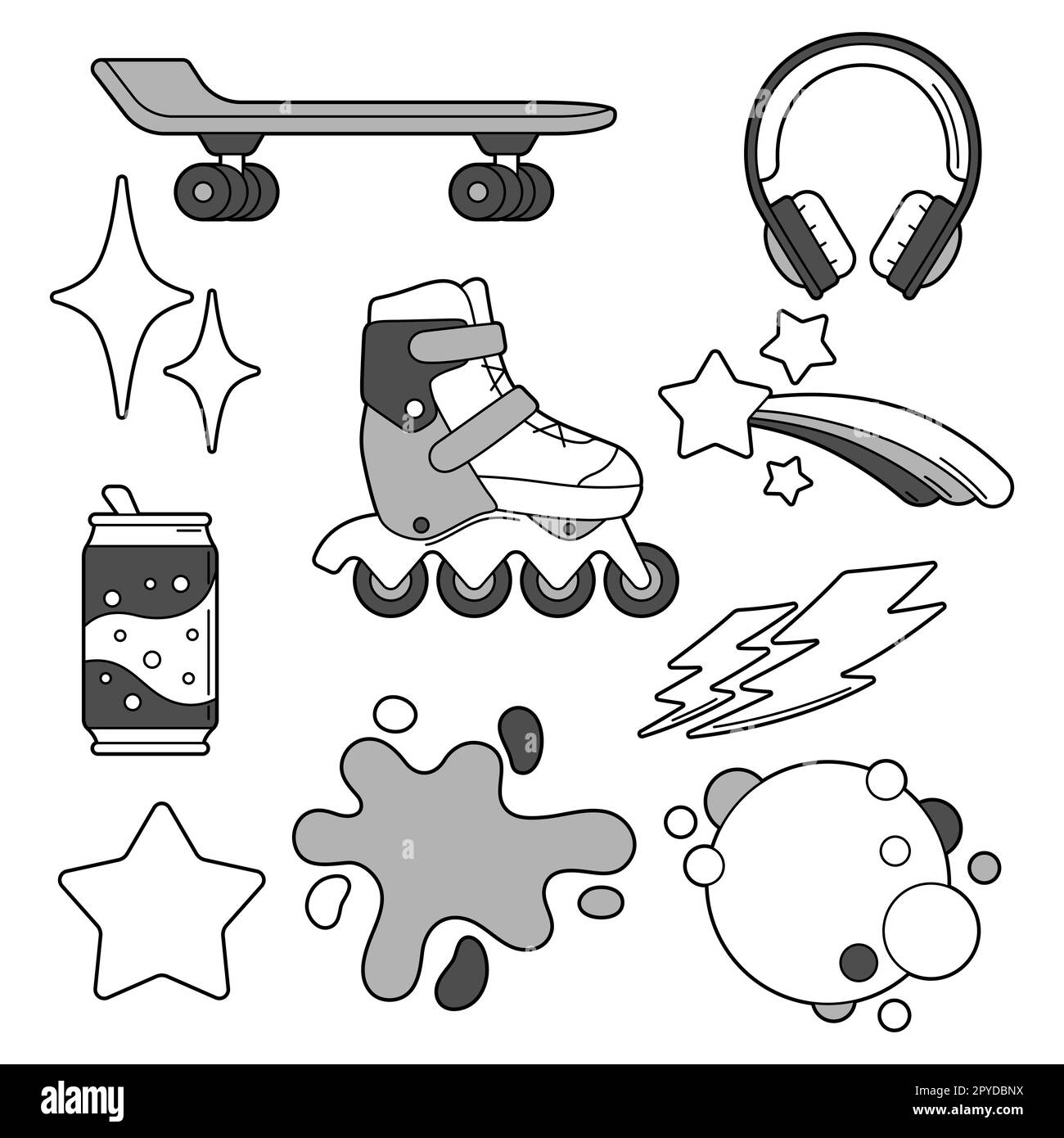 Set Of Fashion Items Monochrome Teenage Background Creative Fun