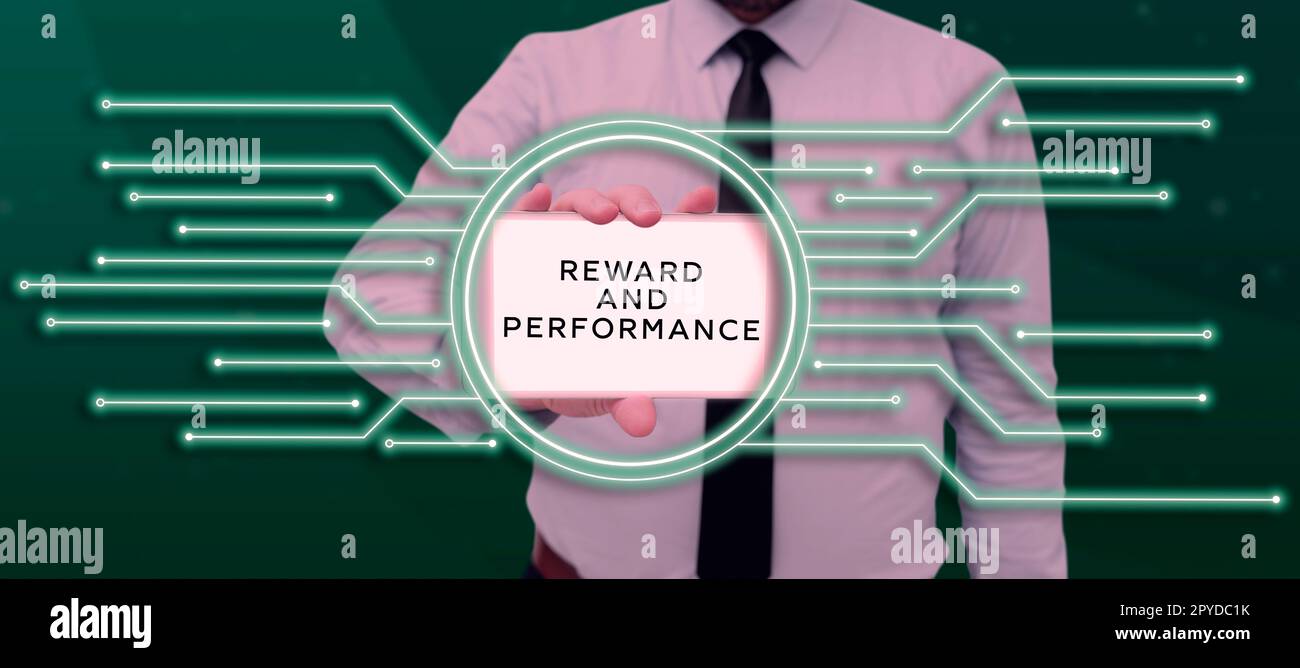 Text sign showing Reward And Performance. Word for Given in recognition ...