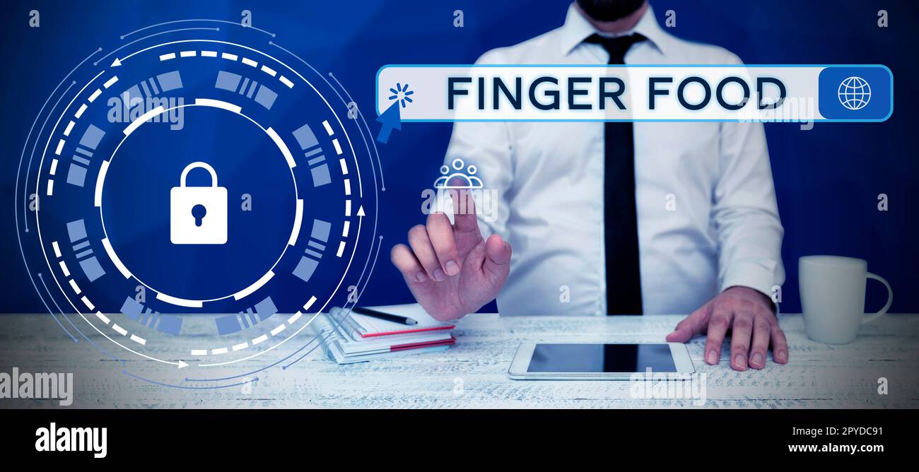 Writing displaying text Finger Food. Concept meaning products and ...