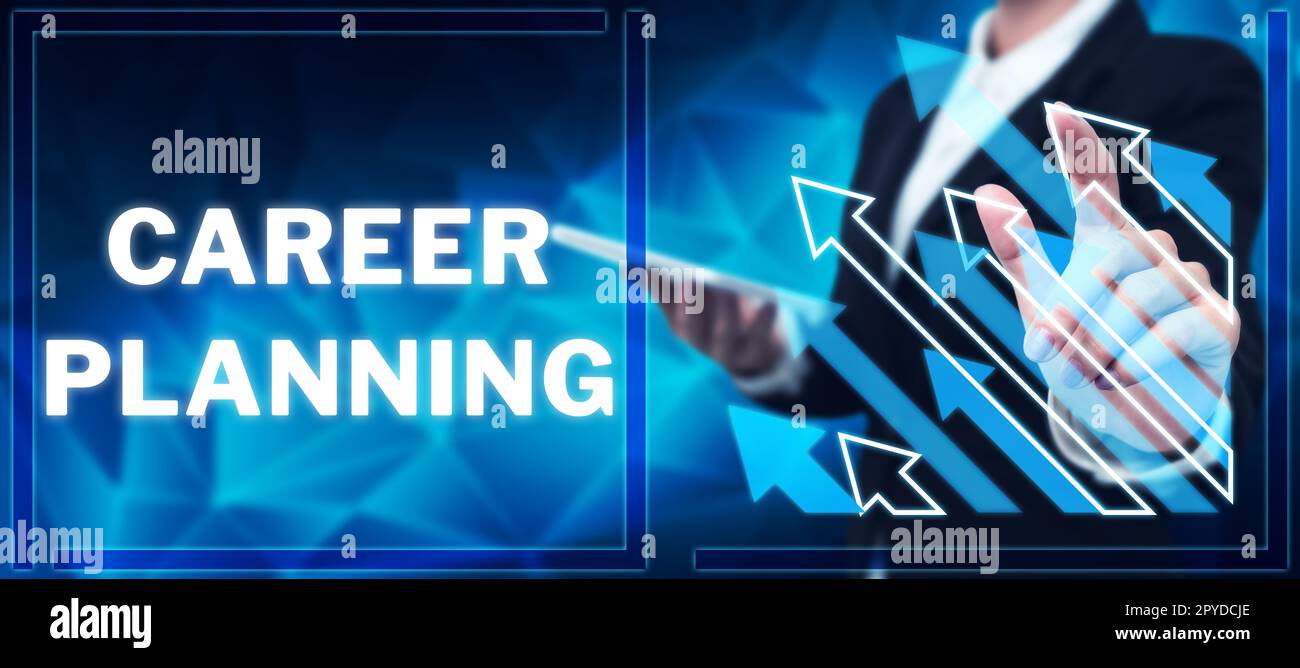 Sign displaying Career Planning. Business overview A list of goals and ...