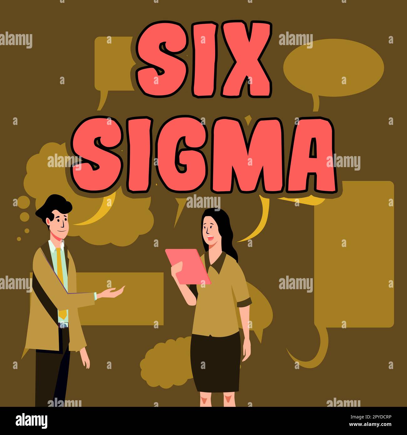 Text caption presenting Six Sigma. Concept meaning management ...