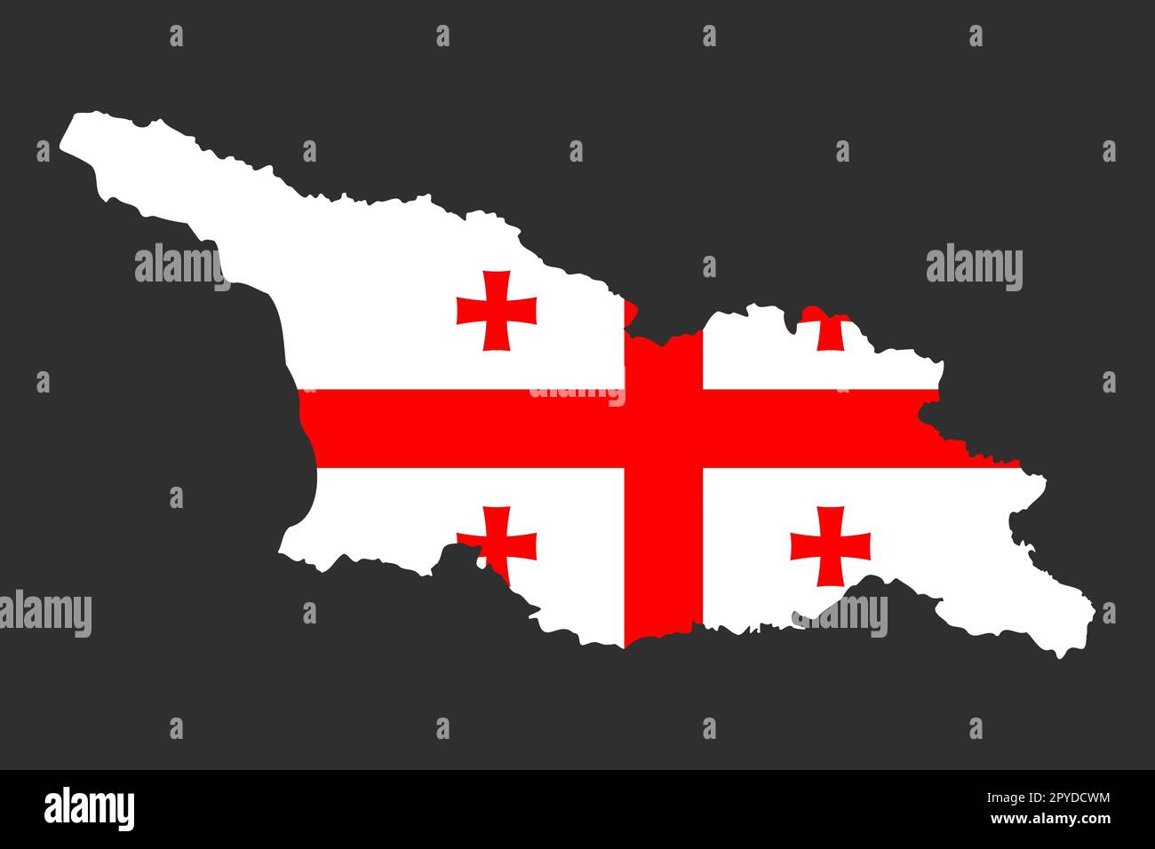 Highly detailed editable political map of Georgia with national flag in ...