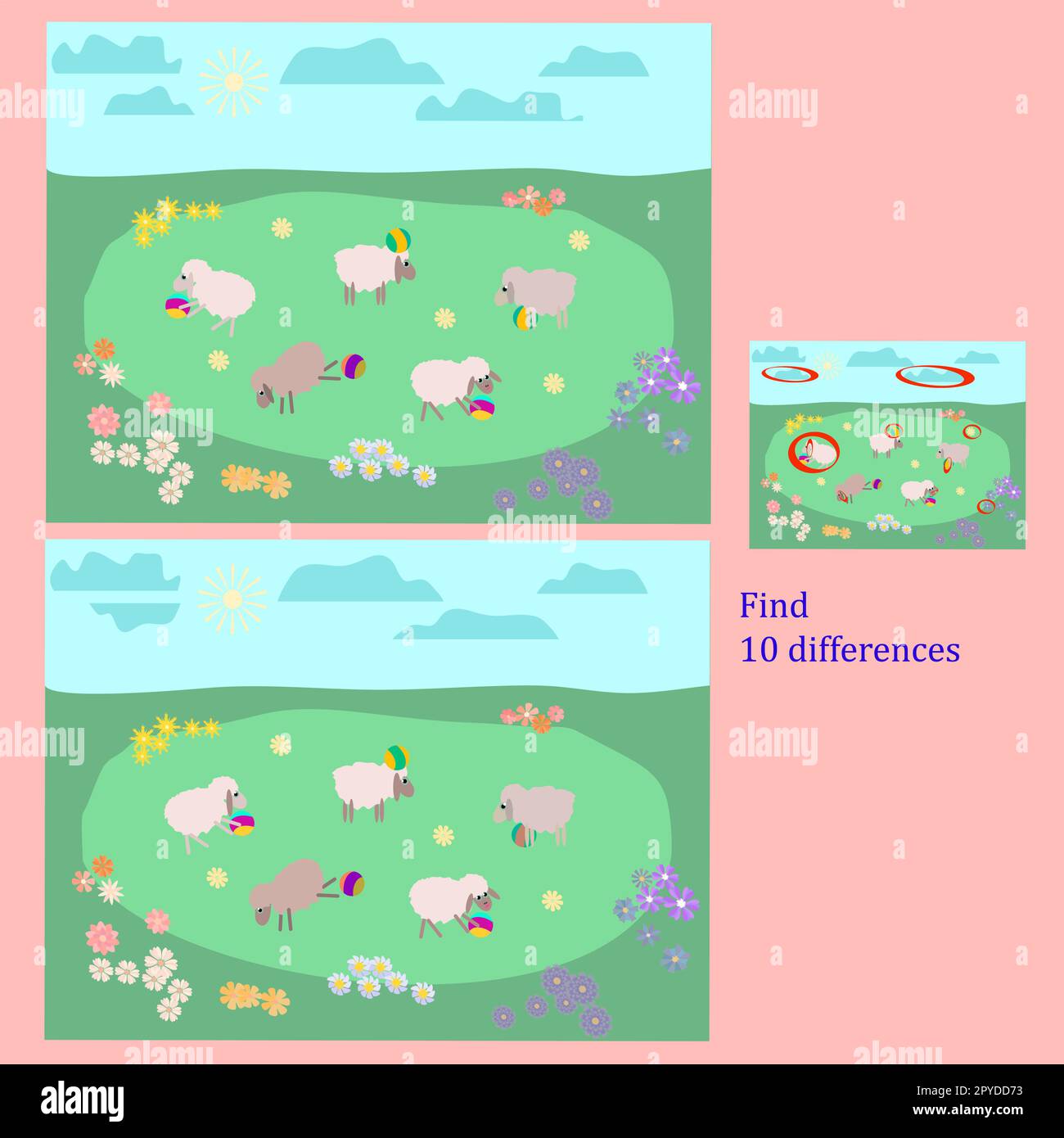 find 10 differences rebus for children under 6 years old, presented by ...