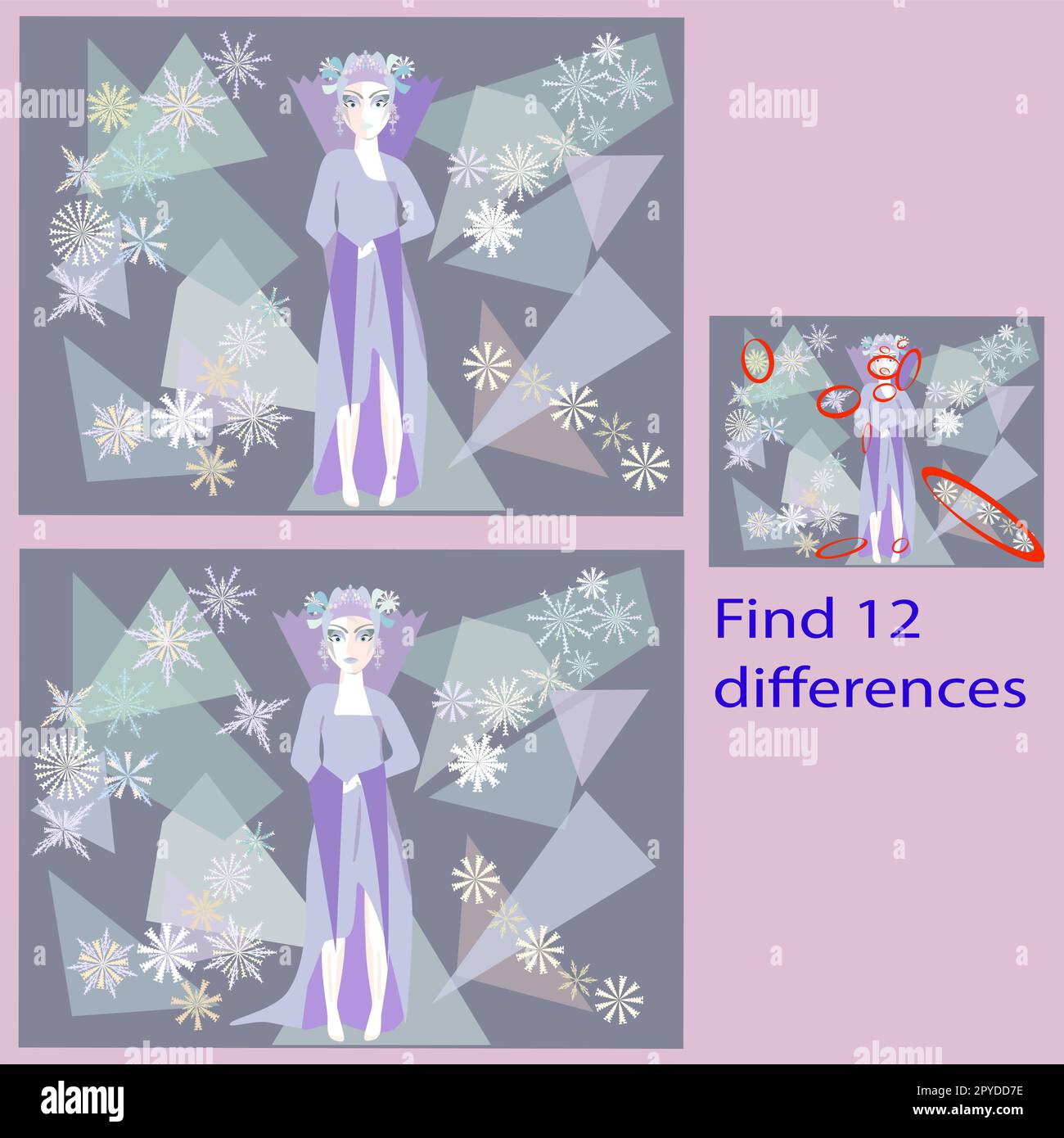 find 12 differences of the snow queen rebus for children under 7 years ...