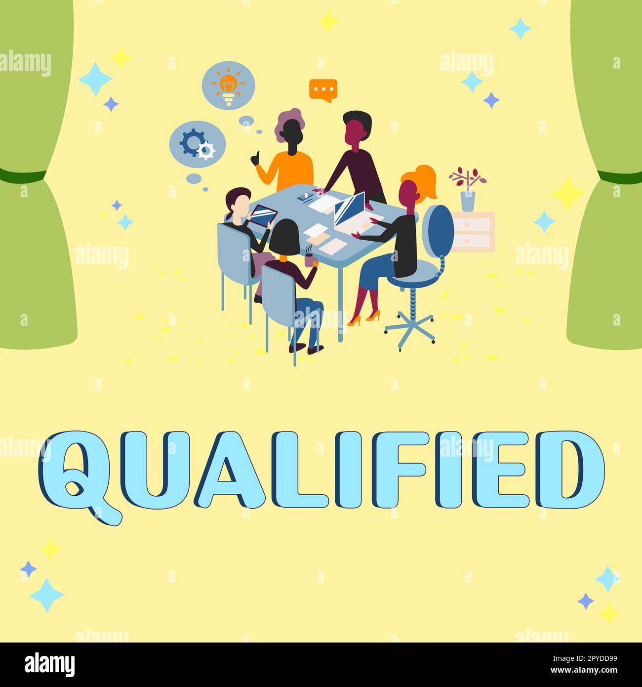 Text caption presenting Qualified. Word for Officially trained to ...