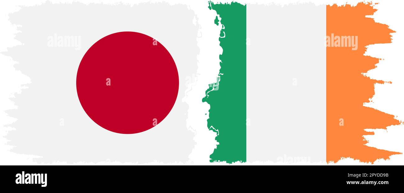 Ireland and Japan grunge flags connection, vector Stock Vector Image ...