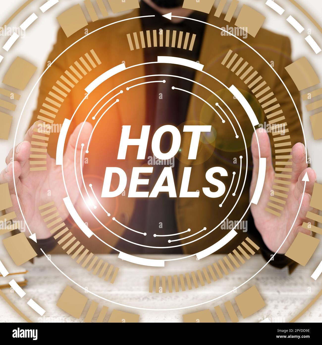 Hand writing sign Hot Deals. Business approach An agreement through ...