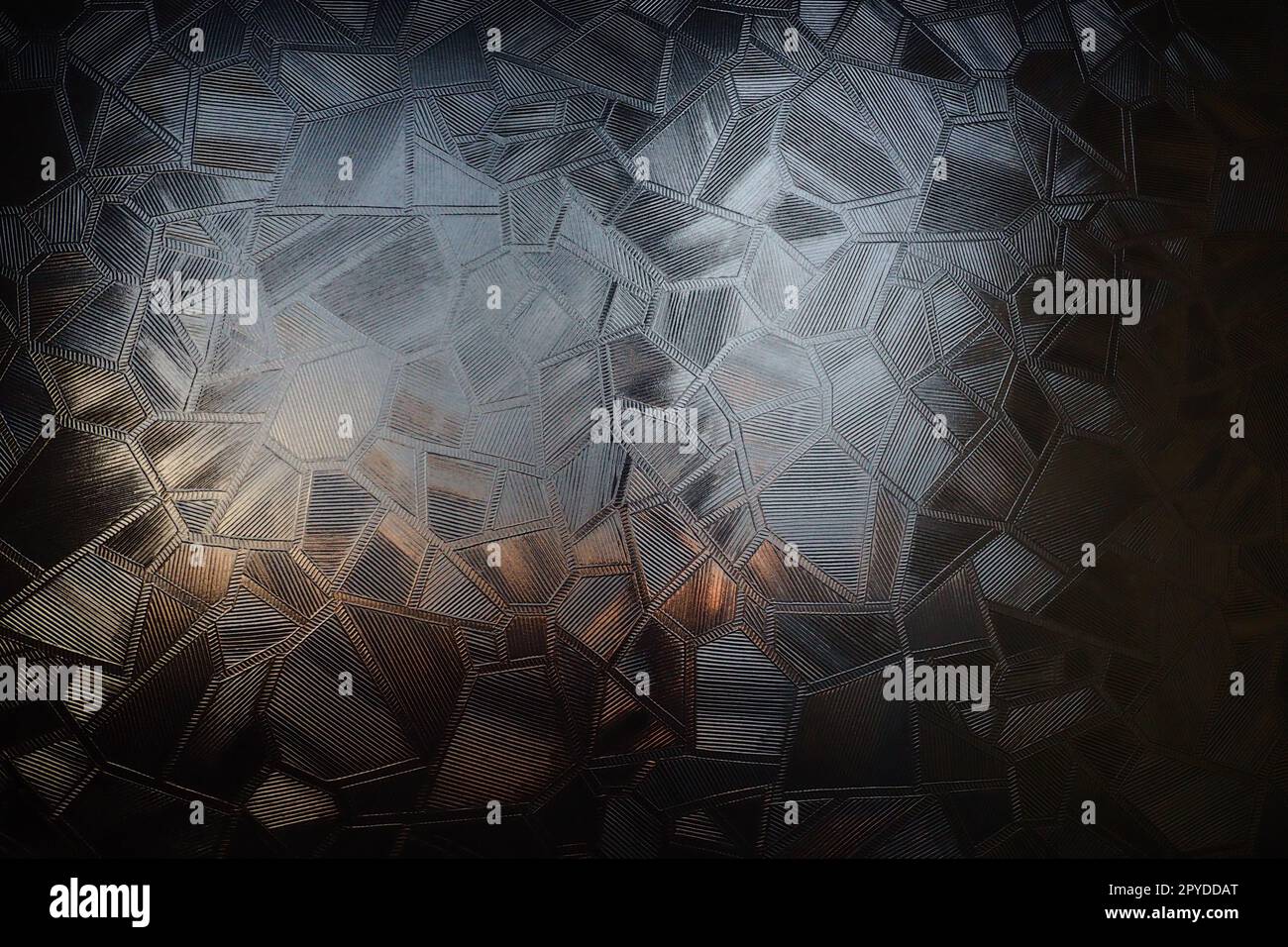 Fluted glass with backlight. Beautiful multicolored refraction of light ...