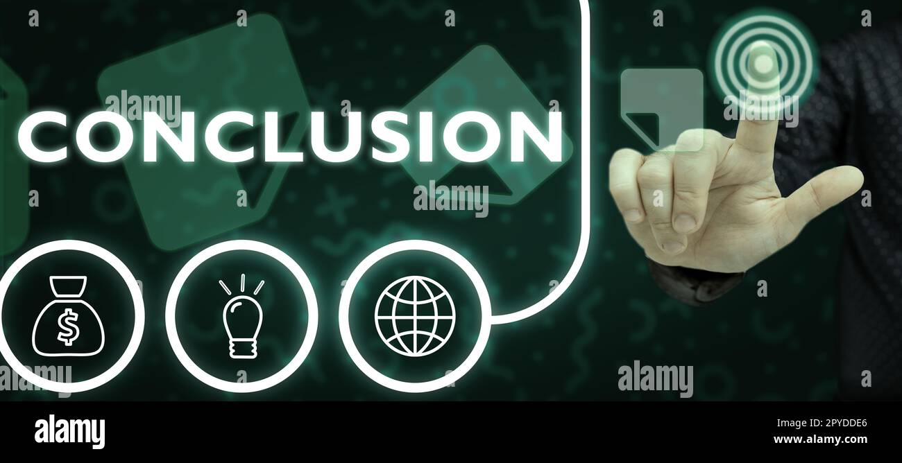 Inspiration showing sign Conclusion. Business showcase Results analysis ...