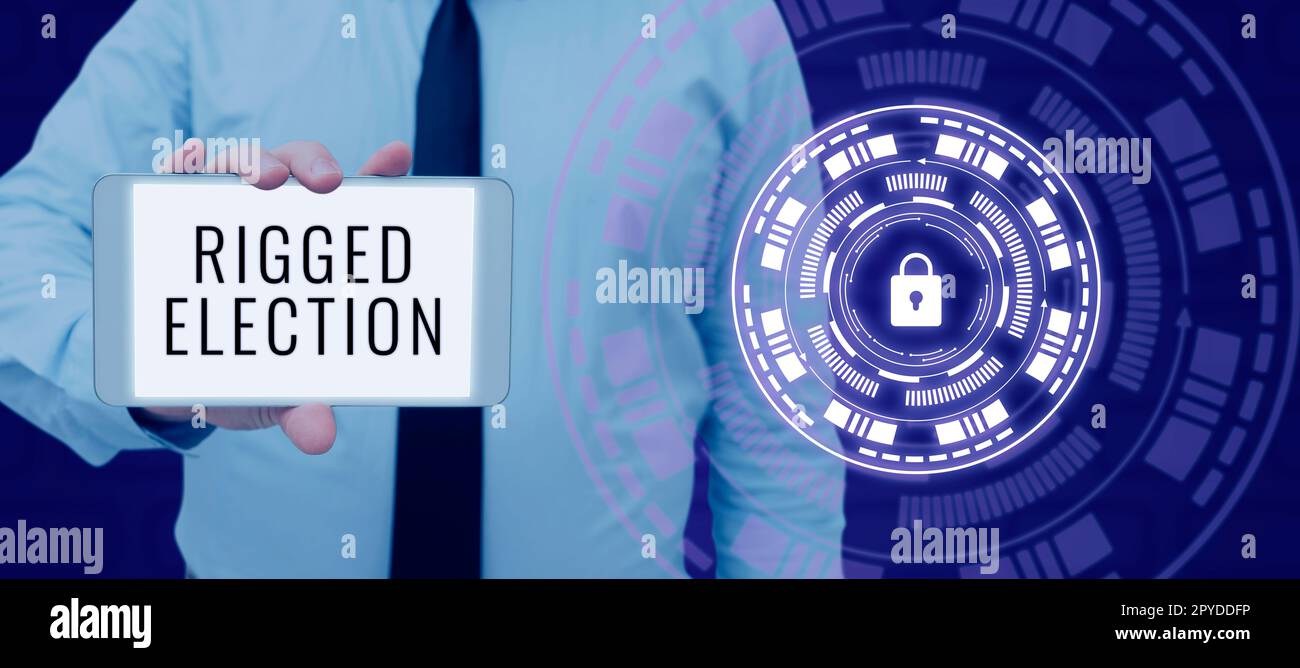 Text showing inspiration Rigged Election. Concept meaning Manage ...