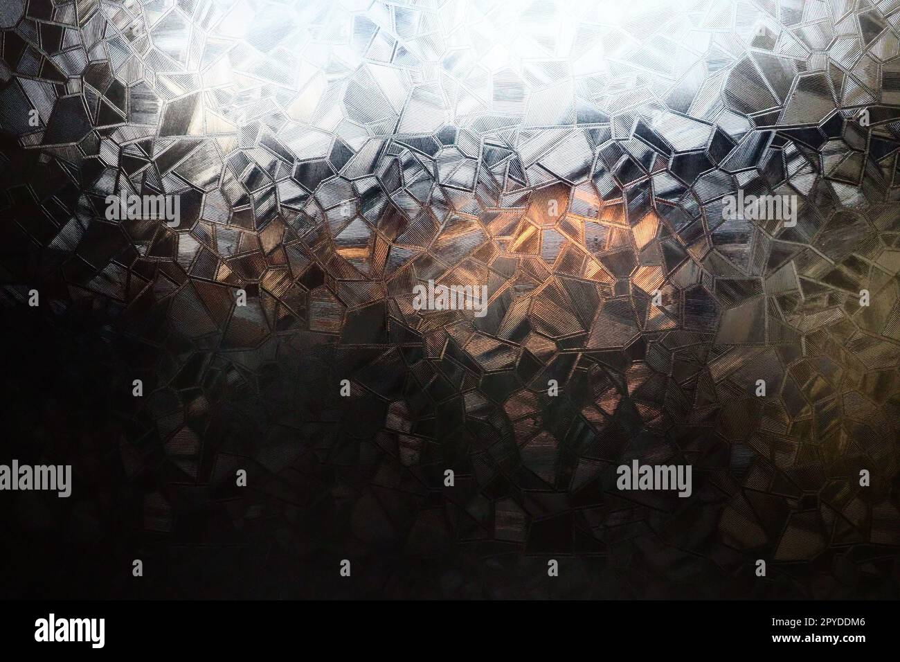 Fluted glass with backlight. Beautiful multicolored refraction of light ...