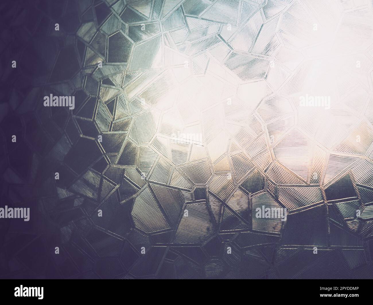 Fluted glass with backlight. Beautiful multicolored refraction of light ...