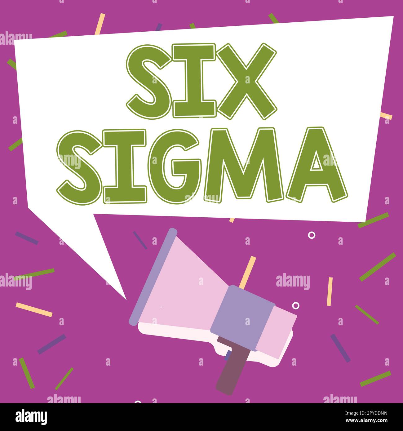 Text caption presenting Six Sigma. Concept meaning management ...