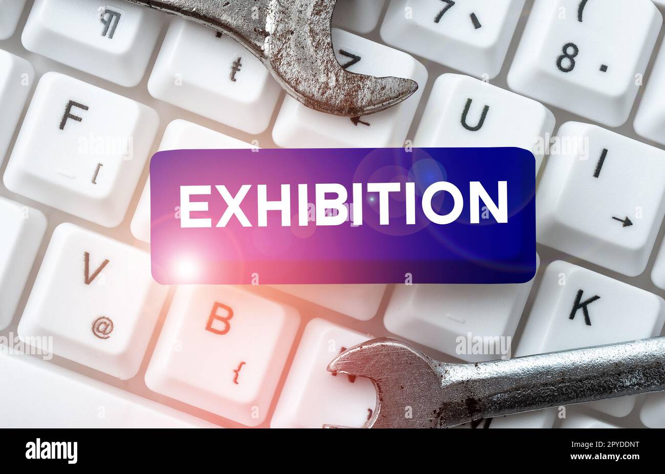 Text sign showing Exhibition. Business overview and act of exposing ...