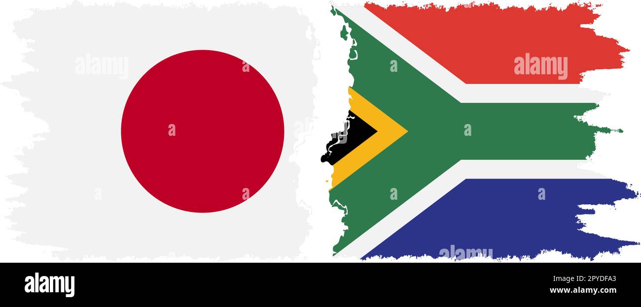 South Africa and Japan grunge flags connection, vector Stock Vector ...