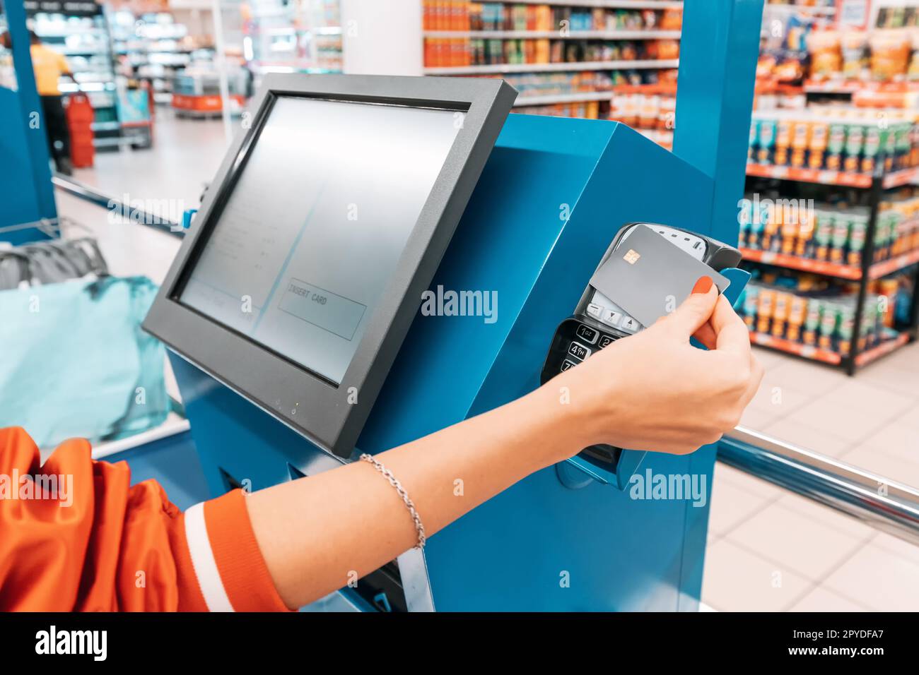 Supermarkets Automated Self Service Checkout System Provides A Seamless