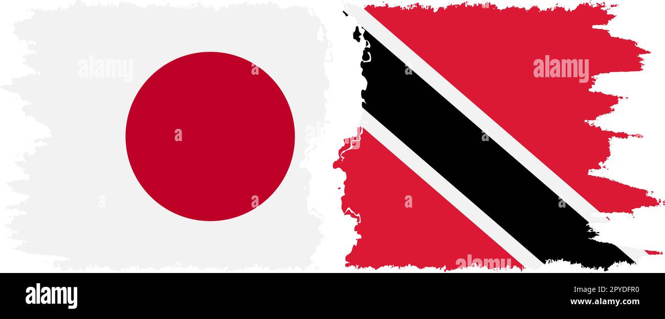 Trinidad and Tobago and Japan grunge flags connection, vector Stock ...