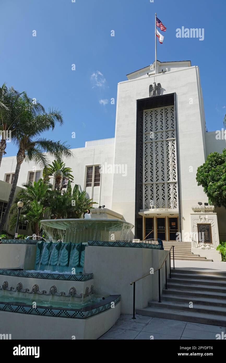 The Burbank, California city hall government building at 274 East Olive ...