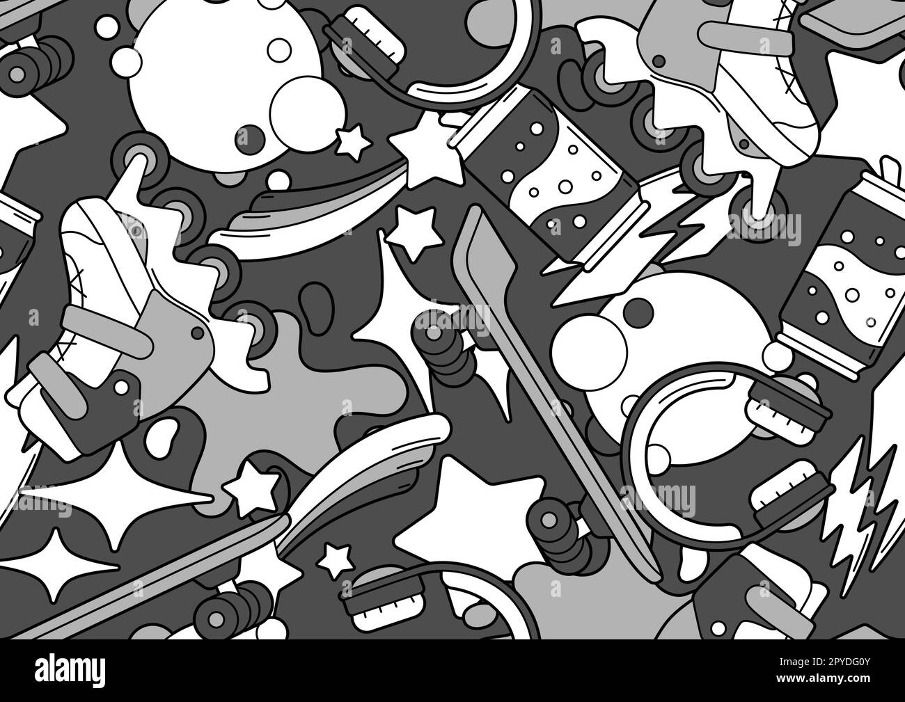 Seamless Pattern With Fashion Items Monochrome Teenage Background
