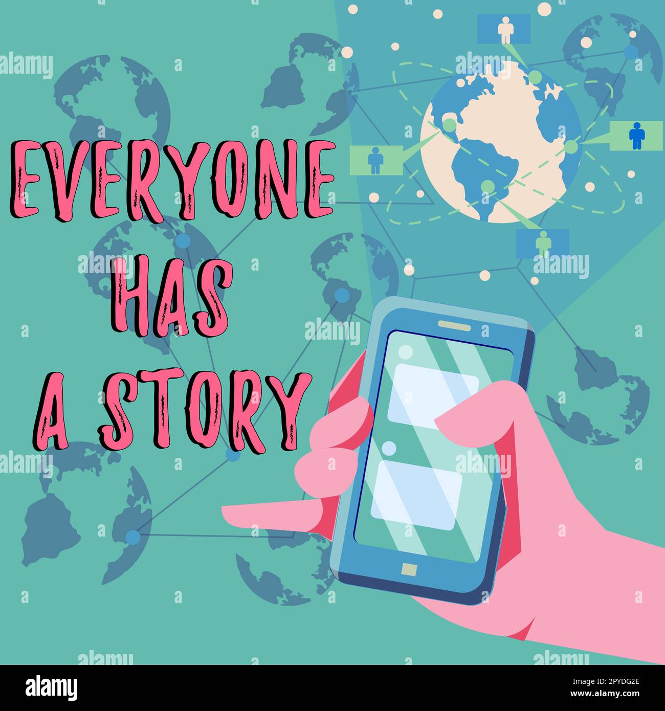 Handwriting text Everyone Has A Story. Business overview Background ...