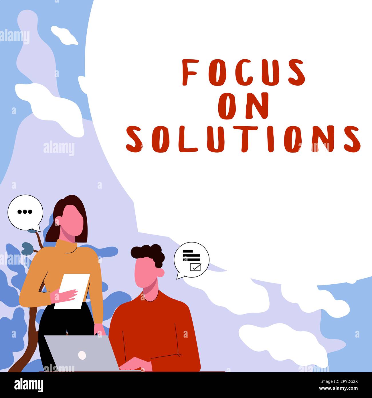 Inspiration showing sign Focus On Solutions. Business overview powerful ...