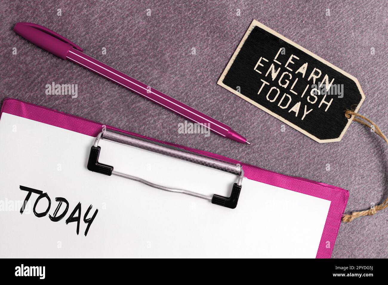 Text sign showing Learn English Today. Business overview gain or ...