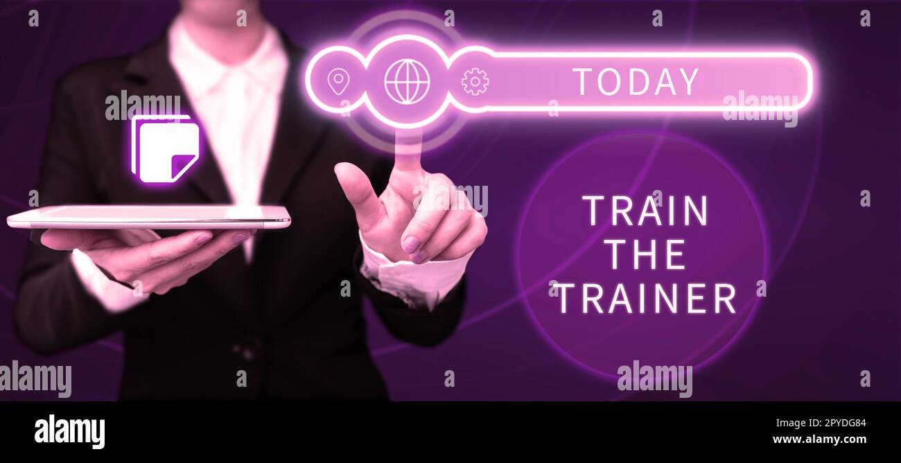 Text caption presenting Train The Trainer. Business showcase identified ...