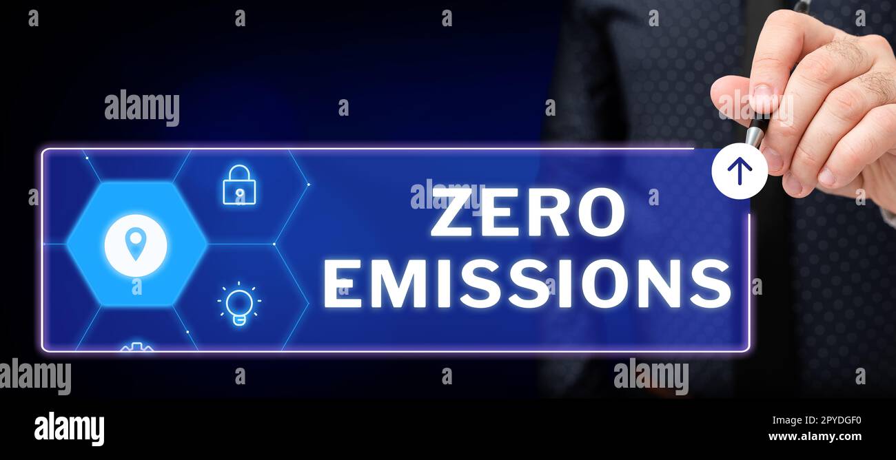 Conceptual display Zero Emissions. Business concept emits no waste ...