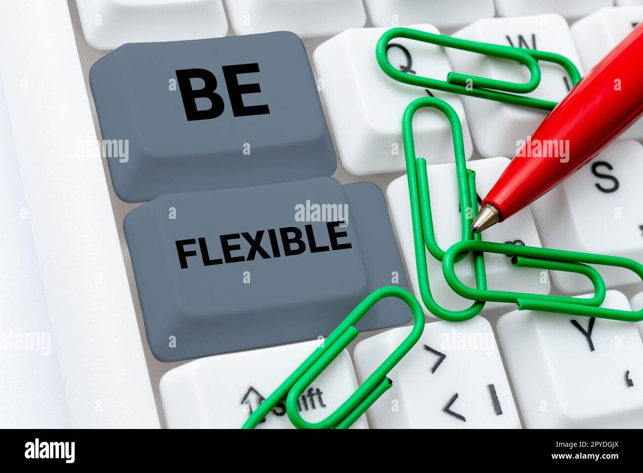 Text caption presenting Be Flexible. Word Written on able to be easily ...